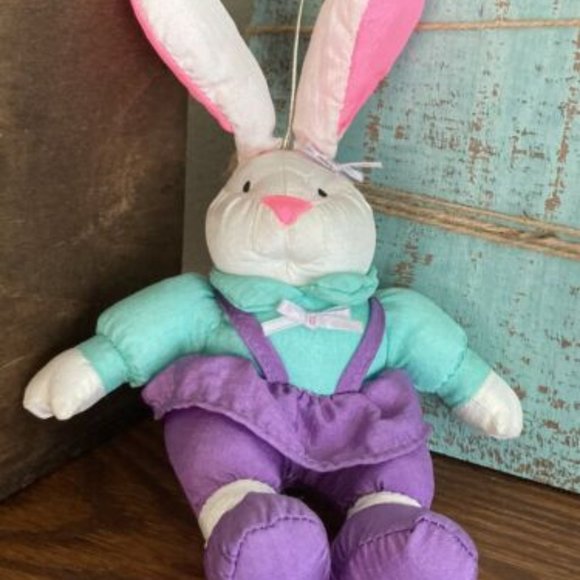 Toys | Vintage Easter Minis Gibson Plush Stuffed Puff Rabbit Bunny Blue ...